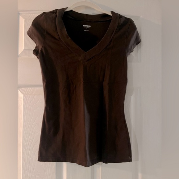 Express | Tops | Small Express Sexy Stretch Chocolate Color Tee | Poshmark